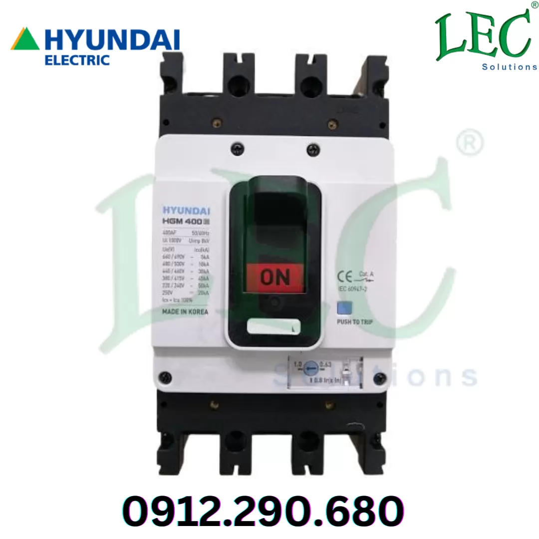 MCCB Hyundai HGM400S-F 3P 250A 65kA
